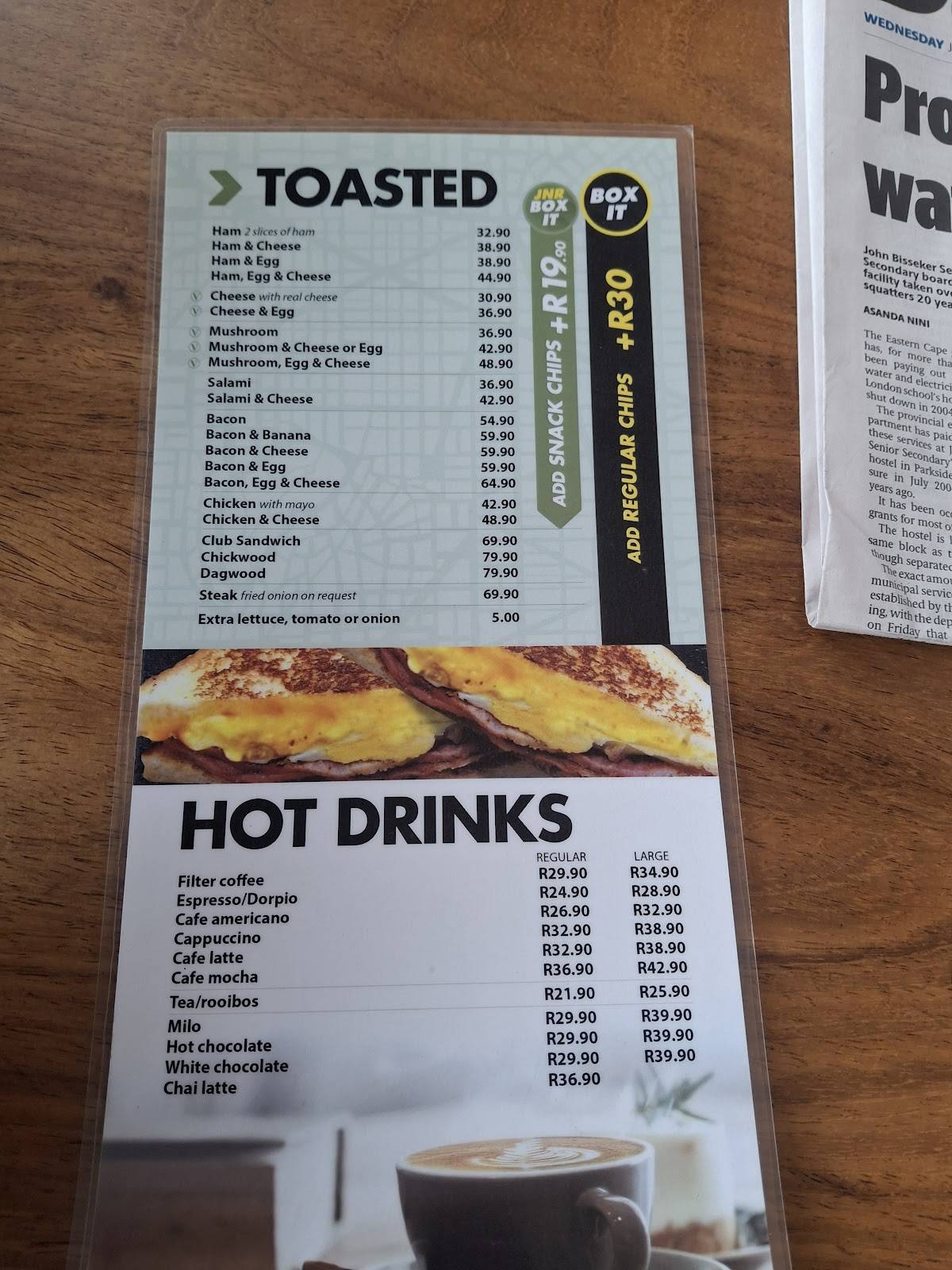 Menu at Windmill Junction Beacon Bay restaurant, East London