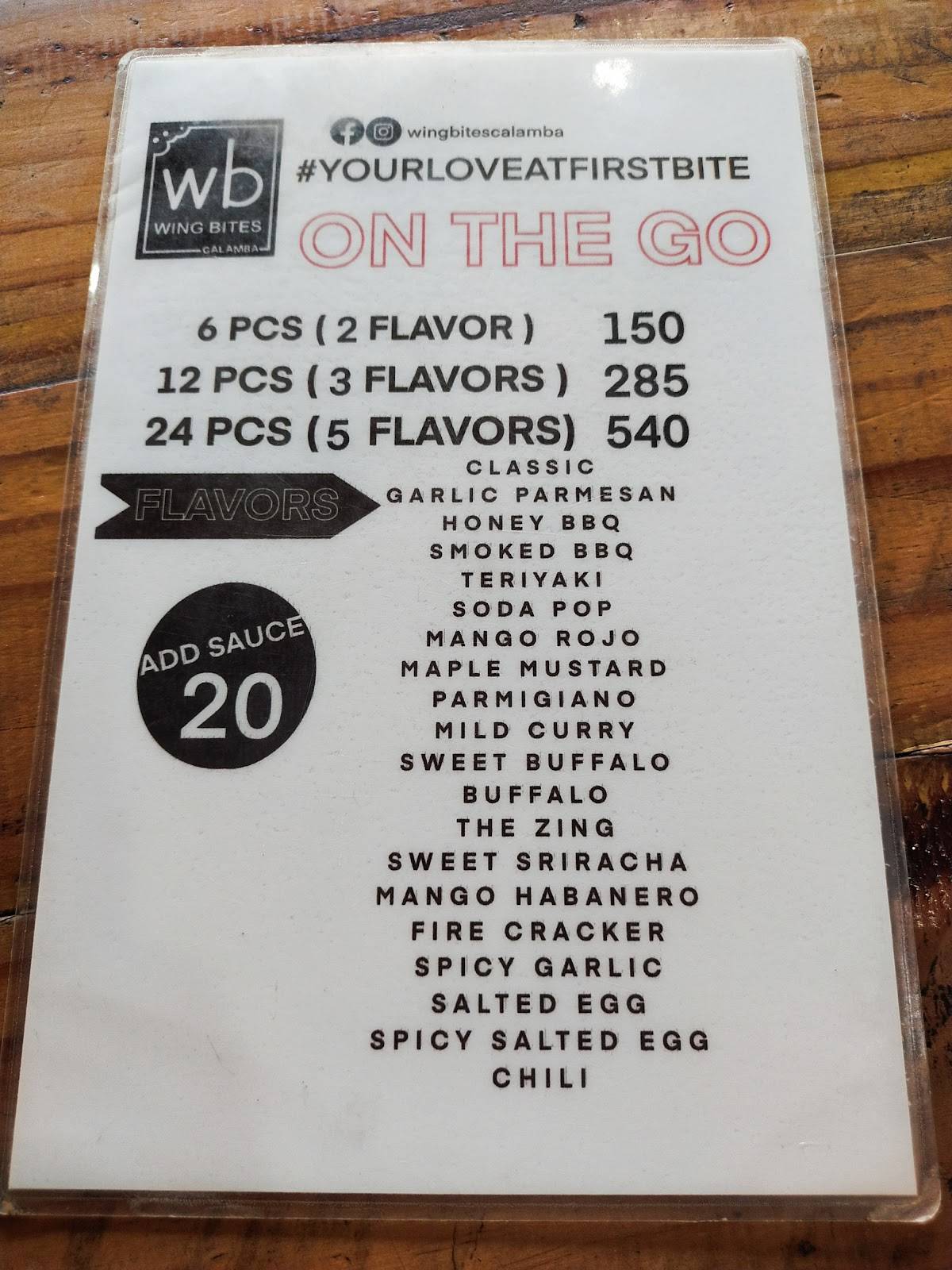 Carta del restaurante Wing Bites Calamba, Calamba