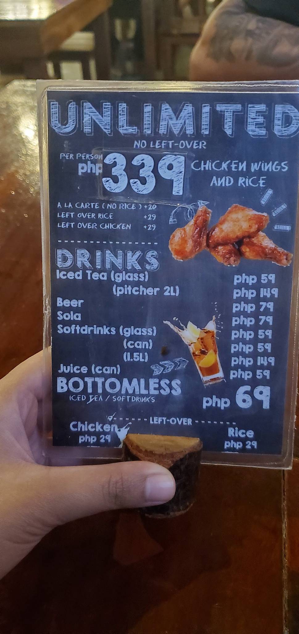 Menu at Wing Bites restaurant, Santo Tomas
