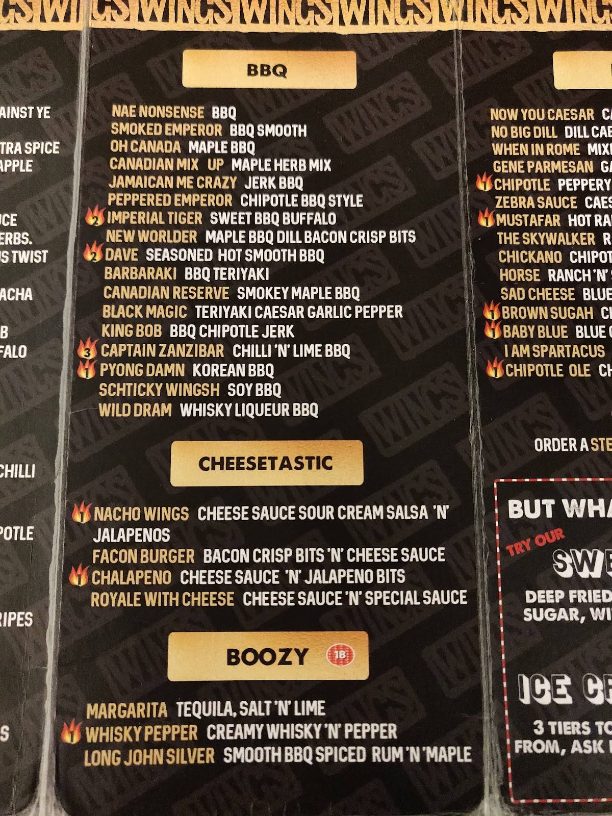 Menu at Wings restaurant, Edinburgh, 5 - 7 Old Fishmarket Cl