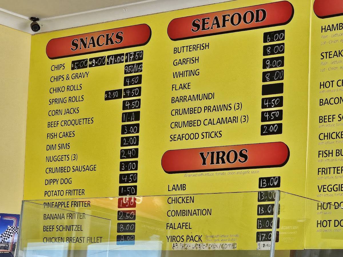 Menu at Winston Take-Away restaurant, Daw Park