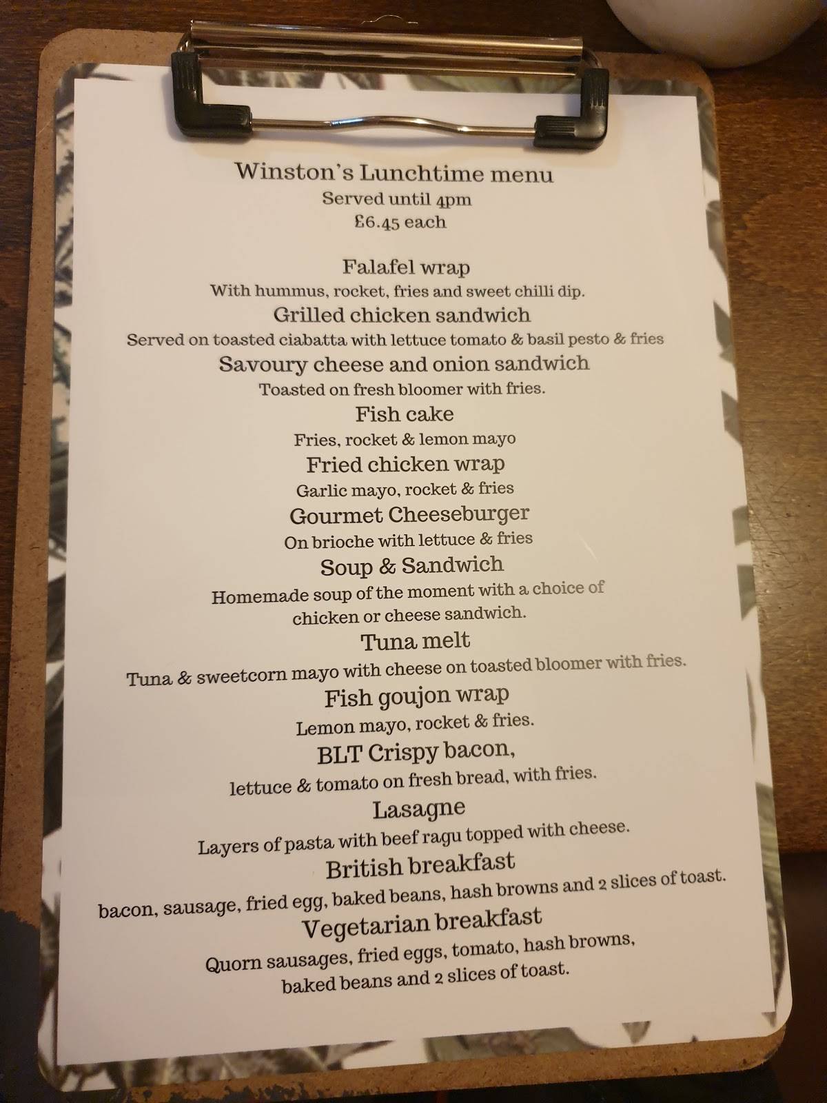 Menu at Winstons Bistro & Bar, Blackpool, 74 - 78 Highfield Rd