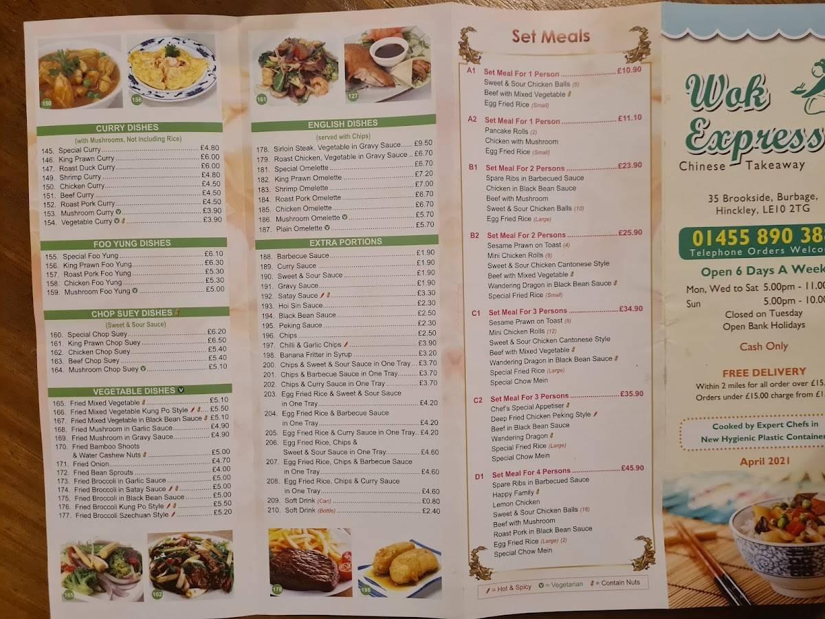 Menu at Wok Express fast food, Hinckley
