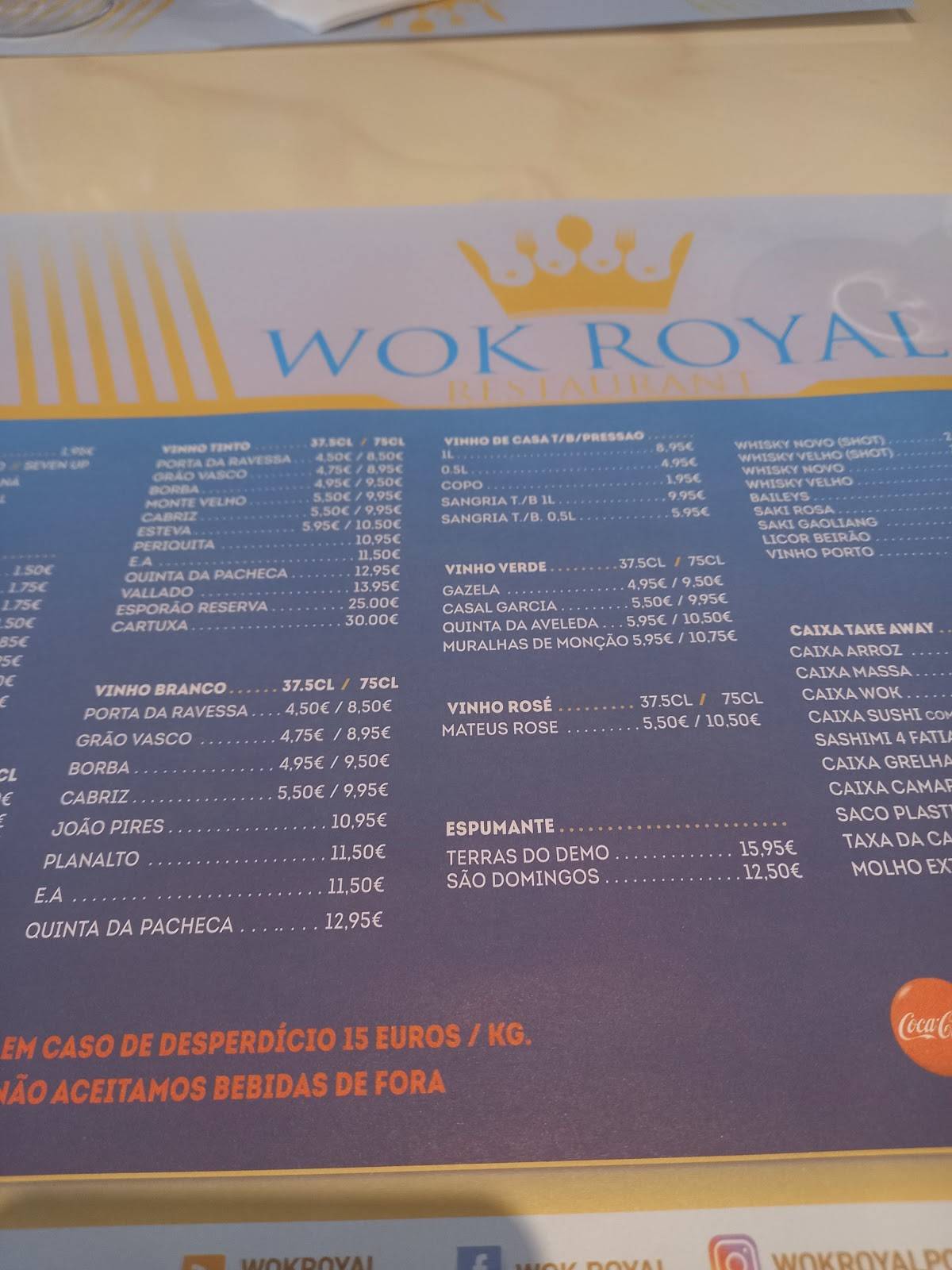 Menu em Wok Royal restaurante, Leça do Balio