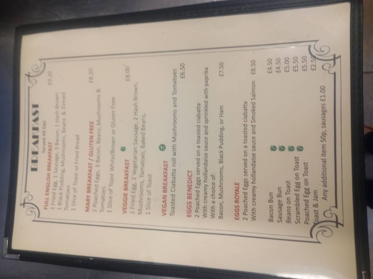 Menu at Wolds View Cafe, Caistor, 115 Brigg Rd