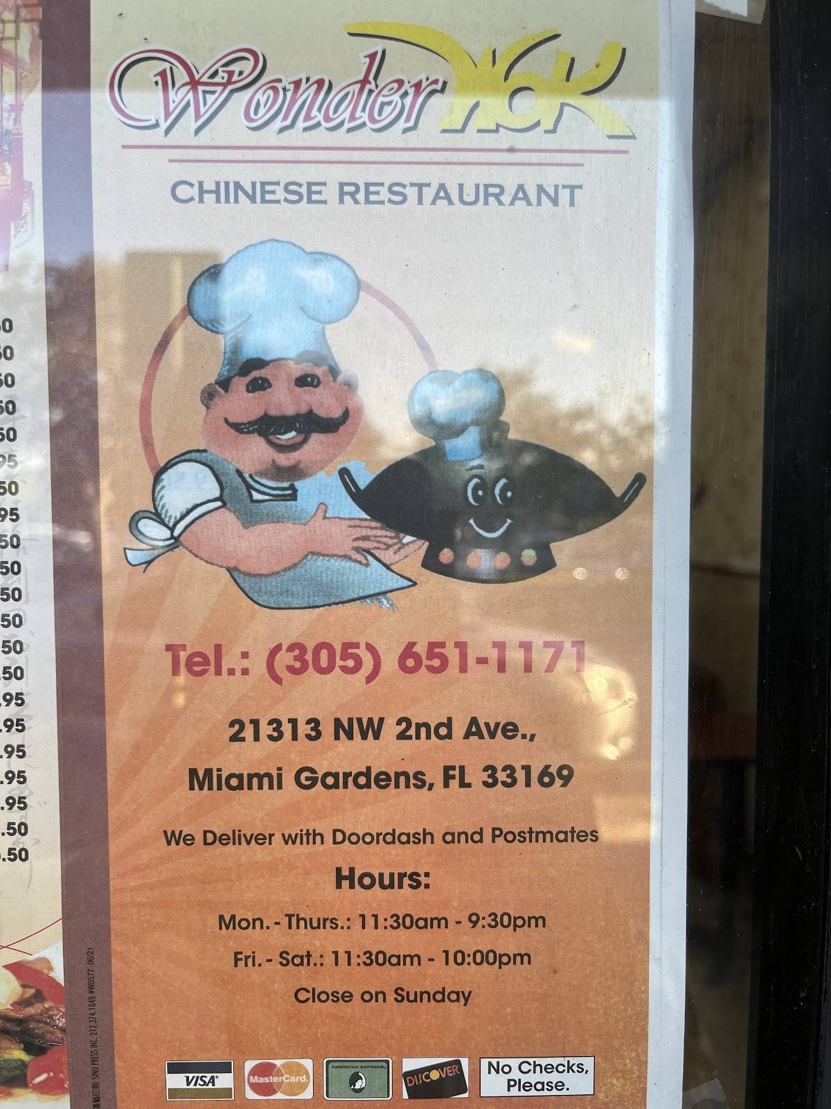 Carta del restaurante Wonder Wok, Miami Gardens