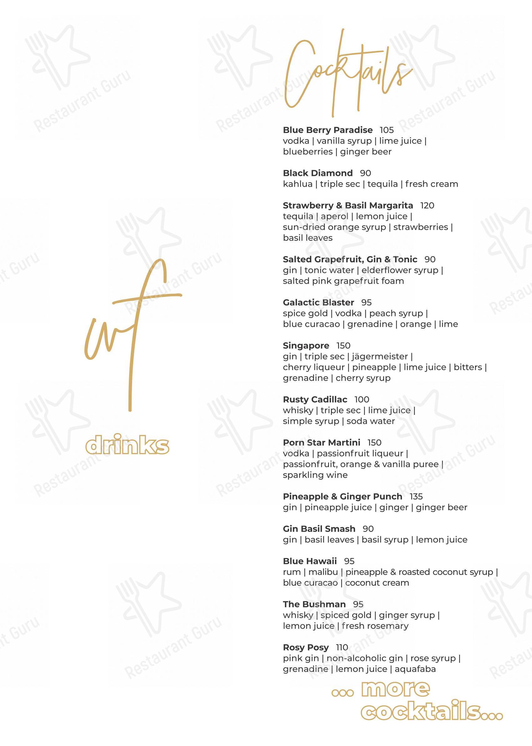 Menu at Wood & Fire restaurant, Pretoria, Veale St