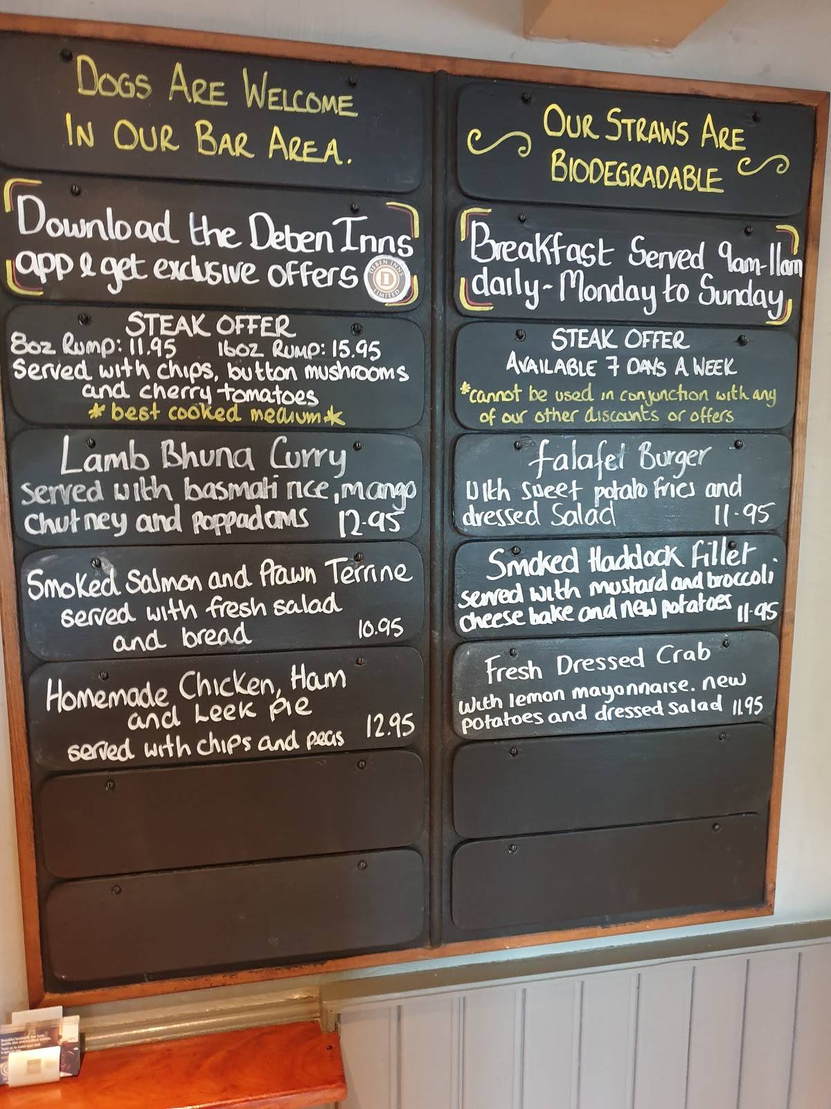 Menu at The Wilford Bridge pub & bar, Woodbridge