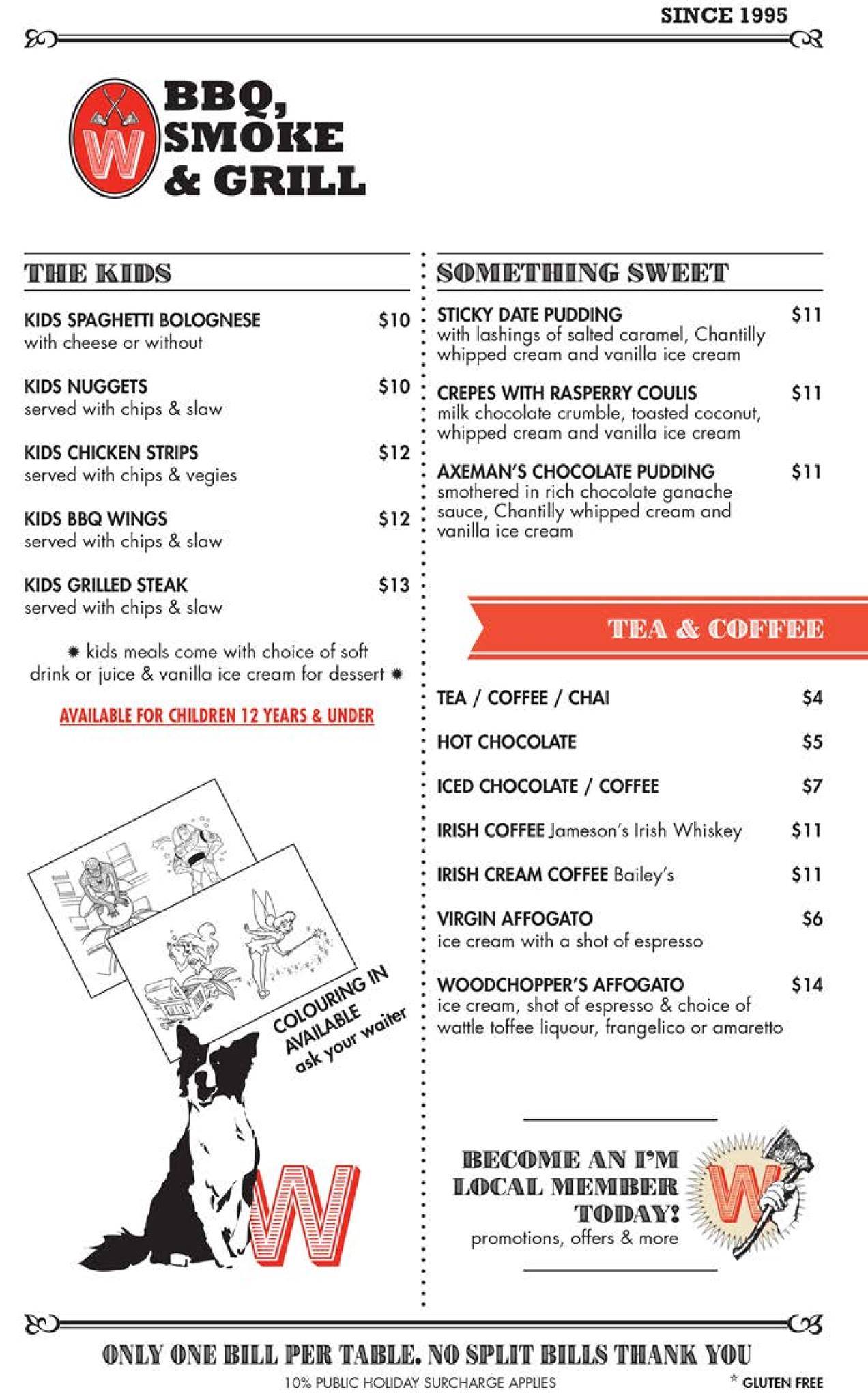 Menu at Woodchoppers BBQ Smoke & Grill, Mudgeeraba