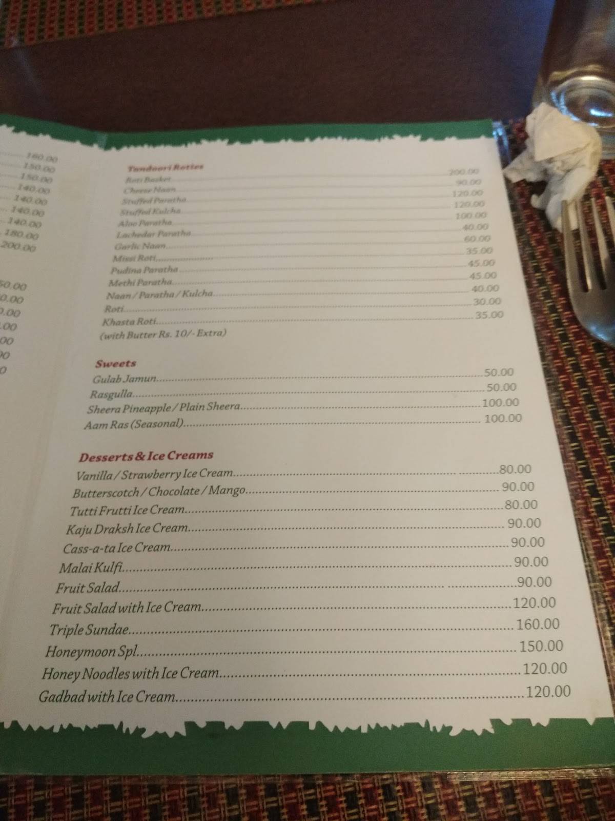 Menu at Woodland Retreat, Thane, Plot No 2
