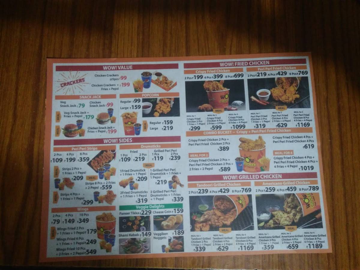 Menu at Wow Chicken, Kolkata, 31