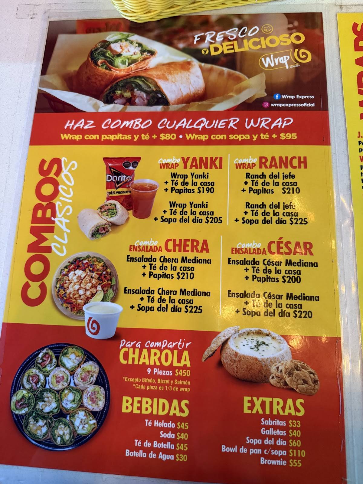 Menu at Wrap Express restaurant, Mexicali, Calz. Cetys 1801-Local 32
