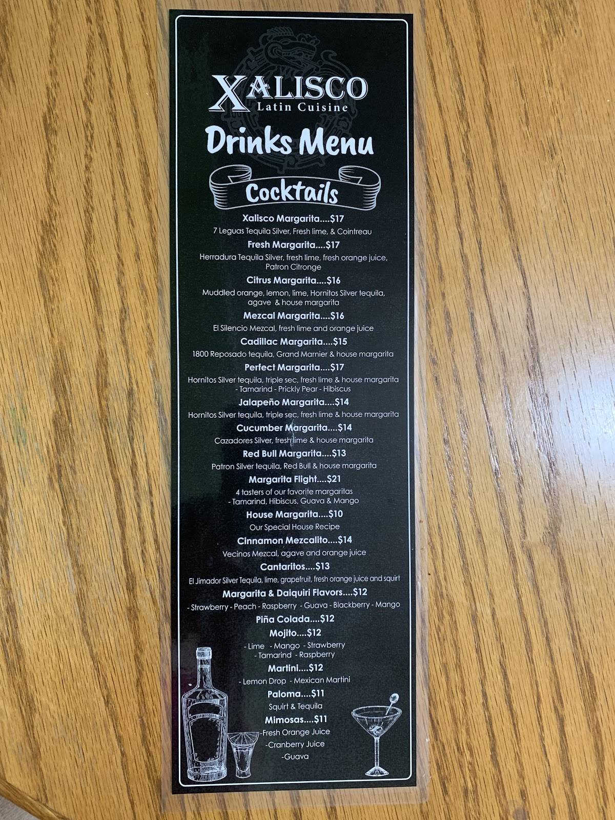 Menu at Xalisco Latin Cuisine restaurant, Redmond