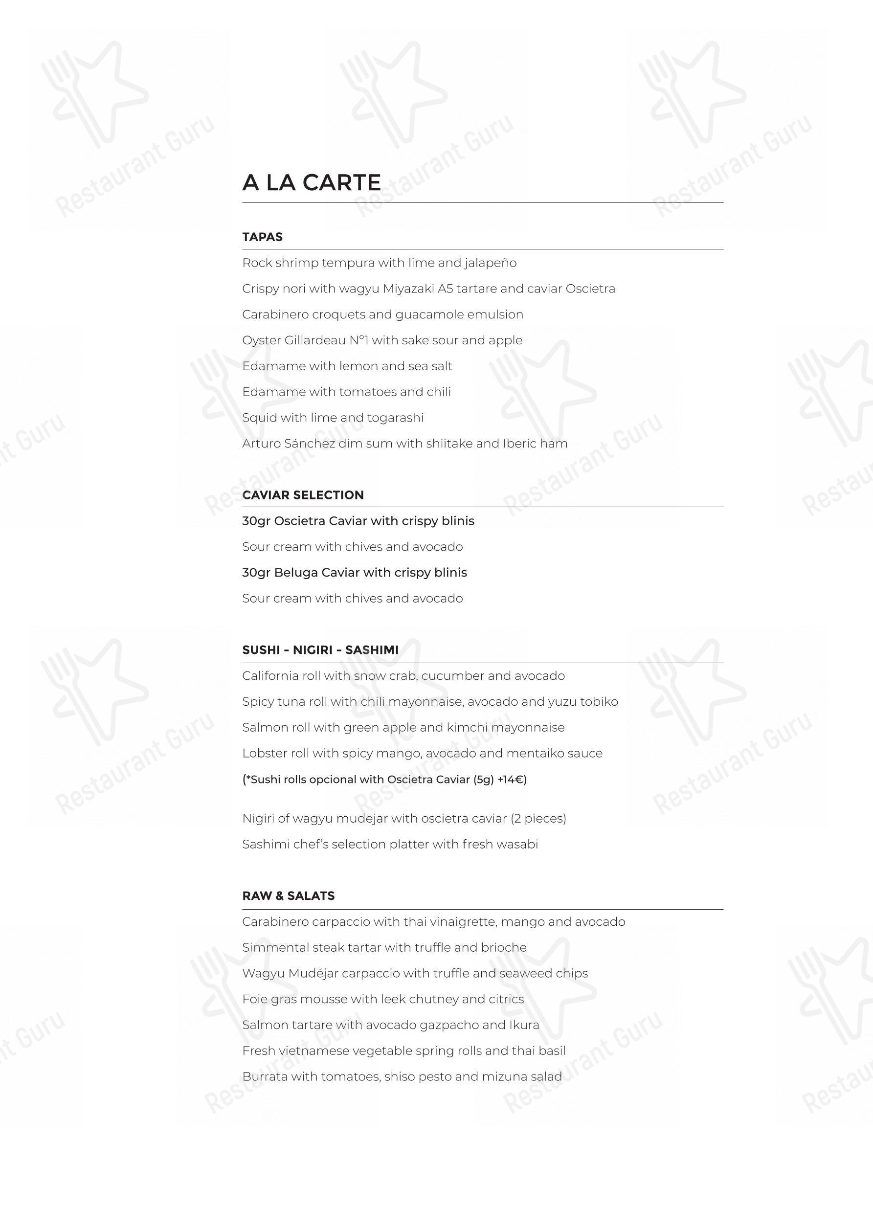 Menu at Yara Portals restaurant, Portals Nous