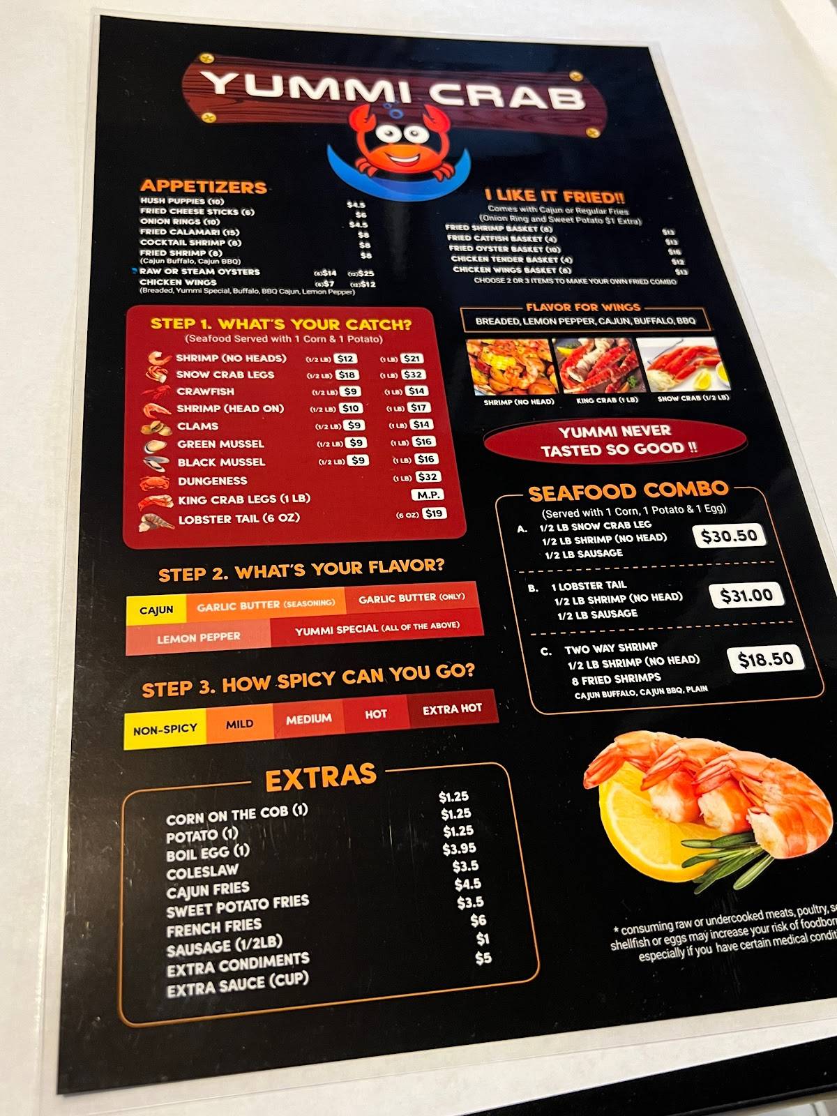 Menu at YUMMI CRAB restaurant, Gladstone
