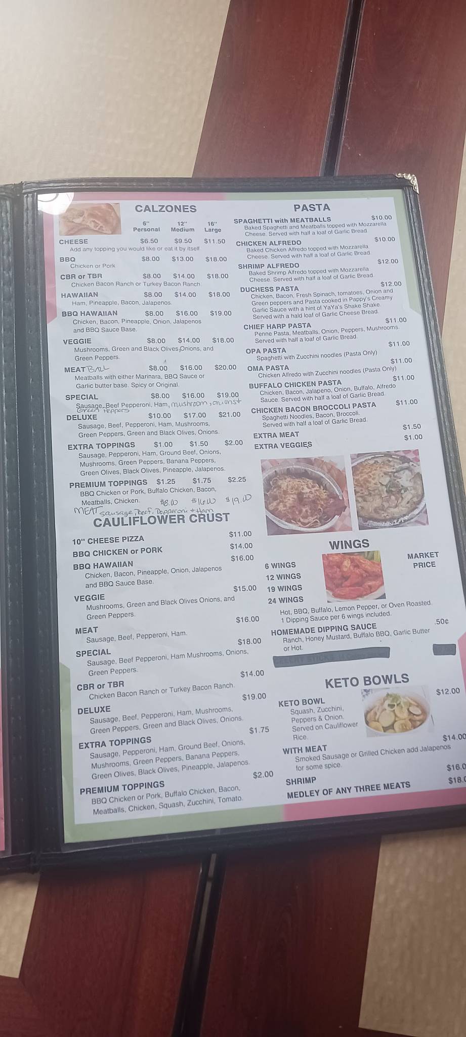 Menu at Ya Ya’s Pizza pizzeria, Sardis City