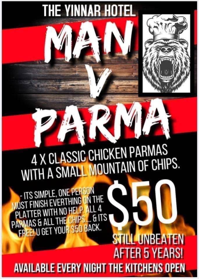 Menu at Yinnar Hotel pub & bar, Yinnar