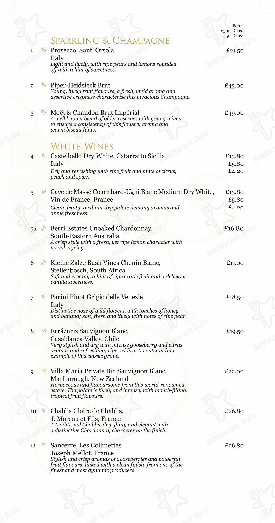 Menu at The Mulan restaurant, York