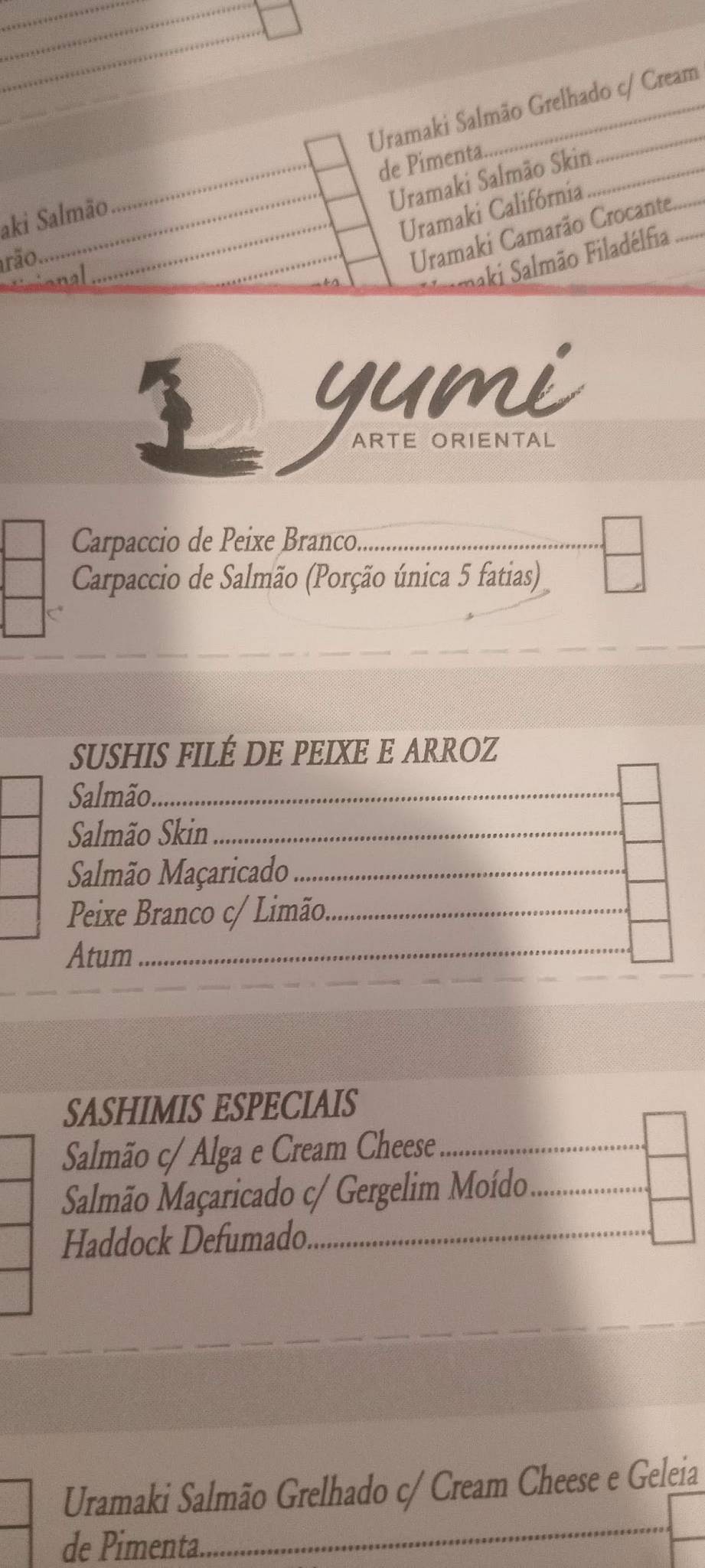 Menu em Yumi Arte Oriental restaurante, Volta Redonda, Rua Camilo de ...