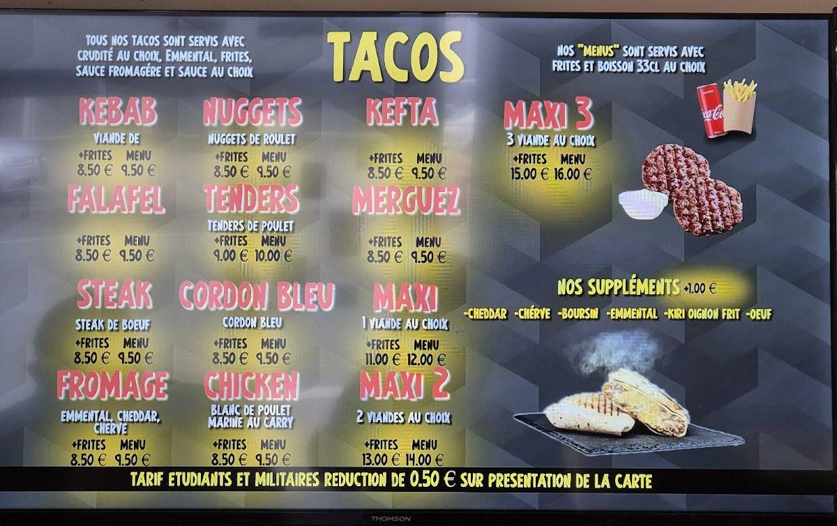 Menu au Yummy Grill fast food, Fontenay-le-Comte