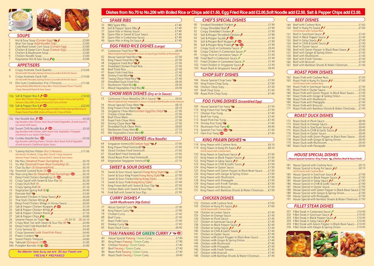 Menu at Yummy Kitchen Fish & Chips Chinese fast food, Rhyl