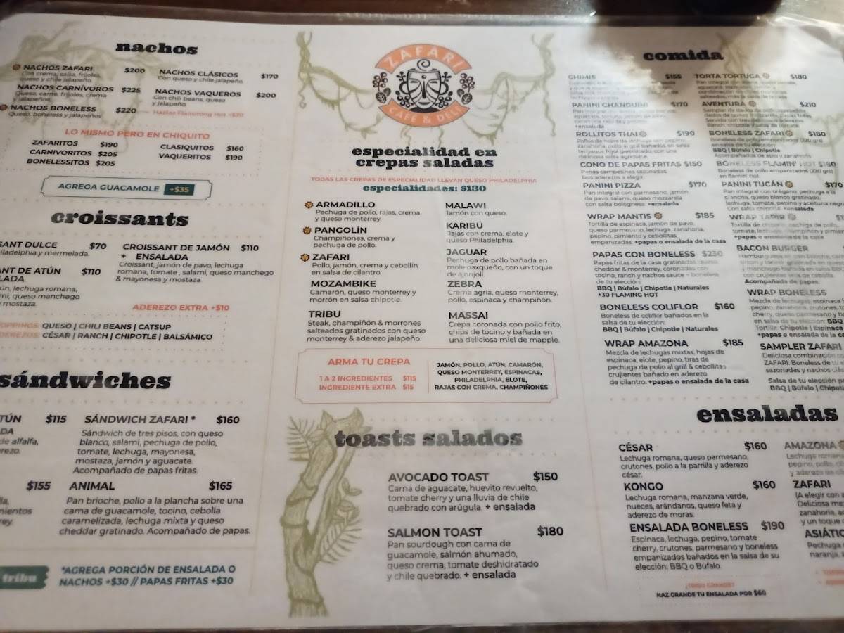 Menu at Zafari - Café, Mexicali