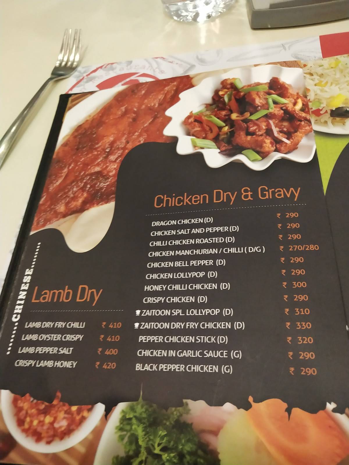 Menu at Zaitoon Restaurant, Anna Nagar, Chennai, Chintamani
