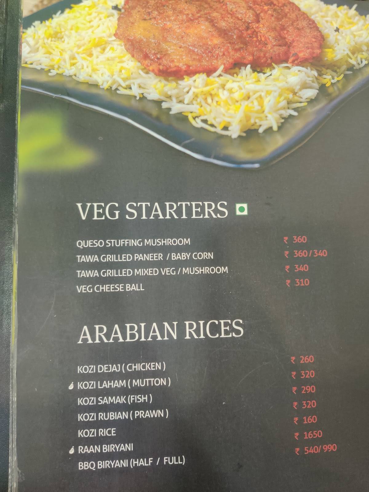 Menu at Zaitoon Restaurant, Anna Nagar, Chennai, Chintamani