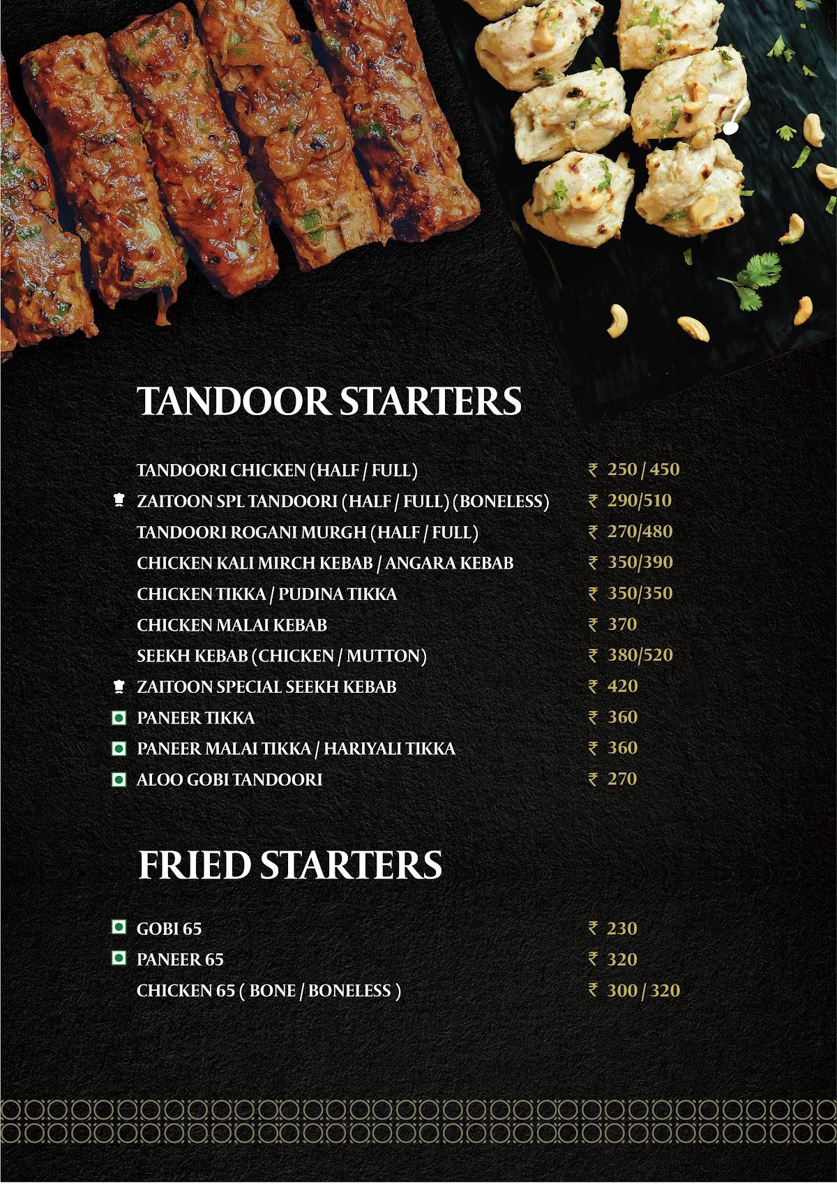 Menu at Zaitoon Restaurant, Tambaram, Chennai