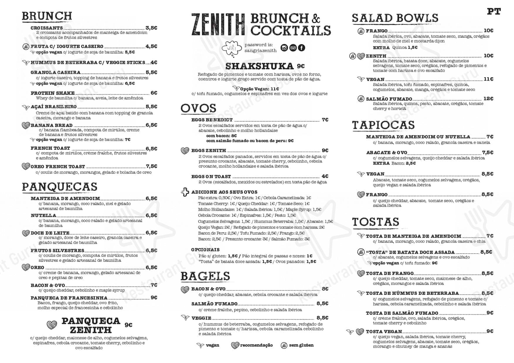 Menu em Zenith Brunch & Cocktails - Norteshopping restaurante, Senhora ...