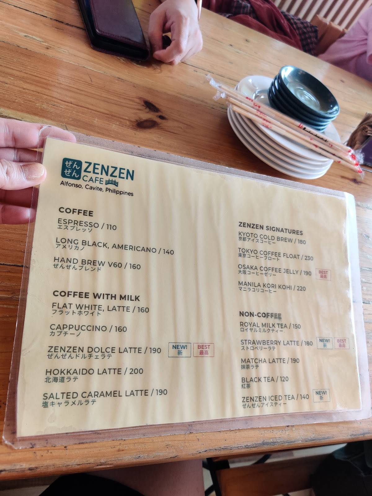 Menu at Zenzen Japanese Food Hall and Cafe, Alfonso