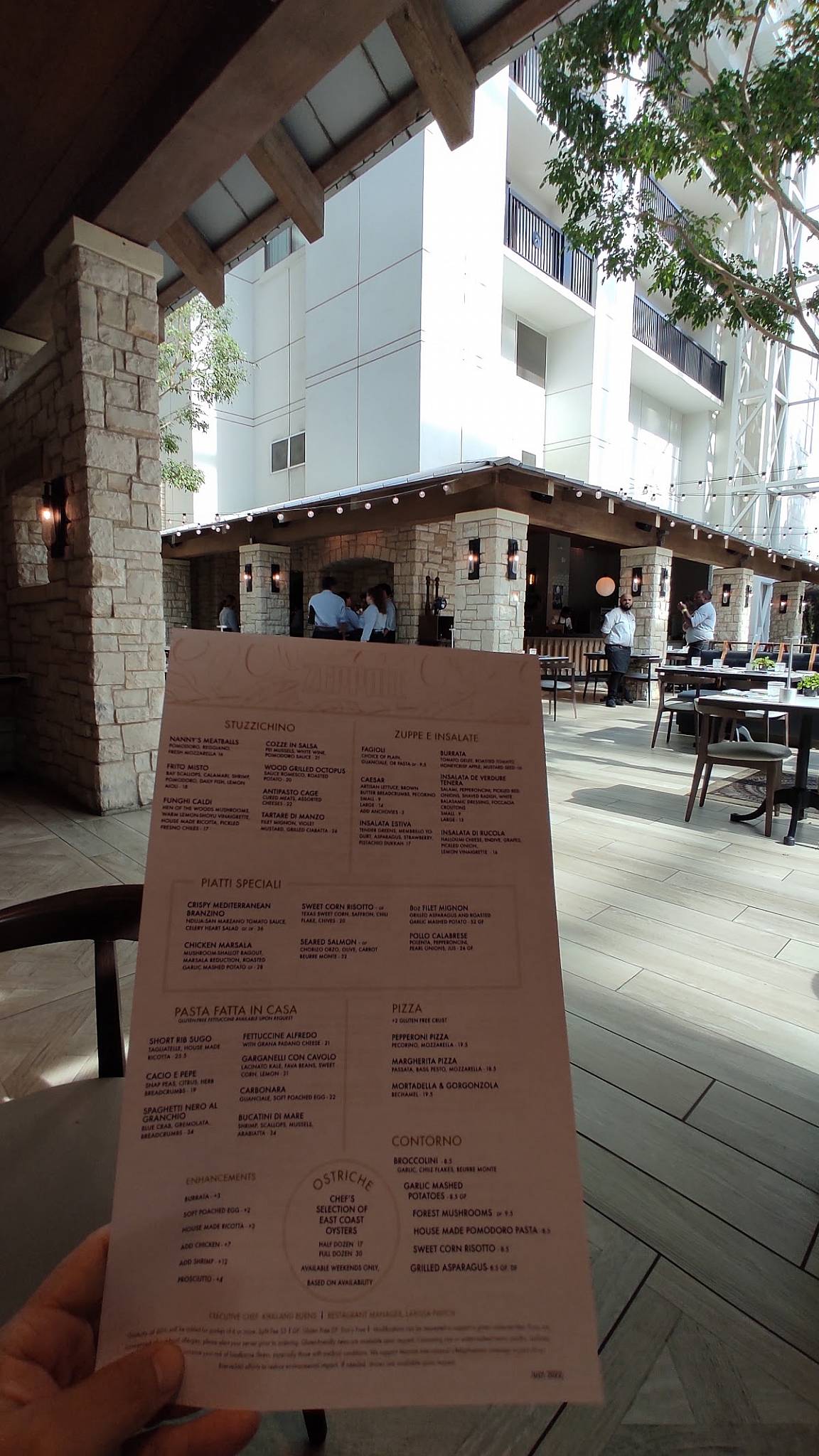 Menu at Zeppole Italian Restaurant, Grapevine, Gaylord Trail