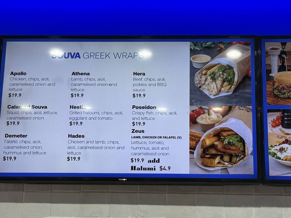 Menu at Zeta Greek Kitchen restaurant, Auckland