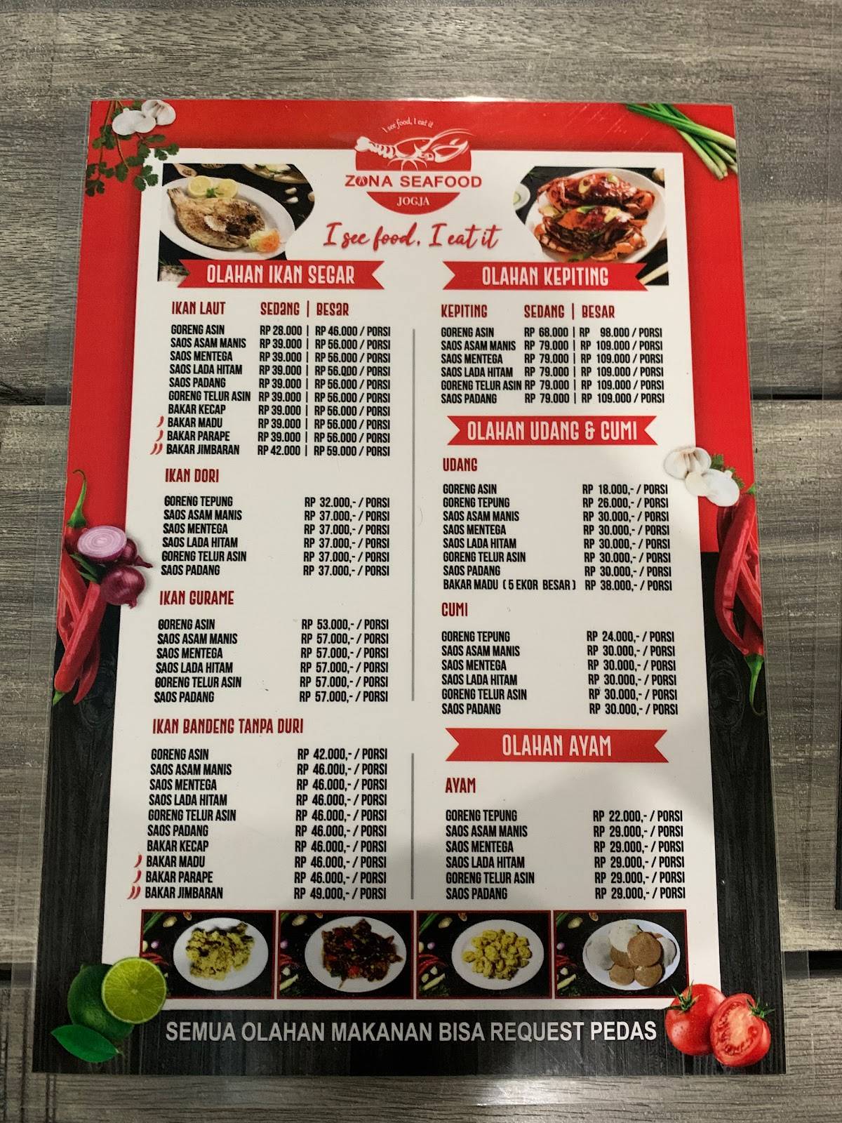 Menu at Zona Seafood (Gejayan) restaurant, Sendangadi