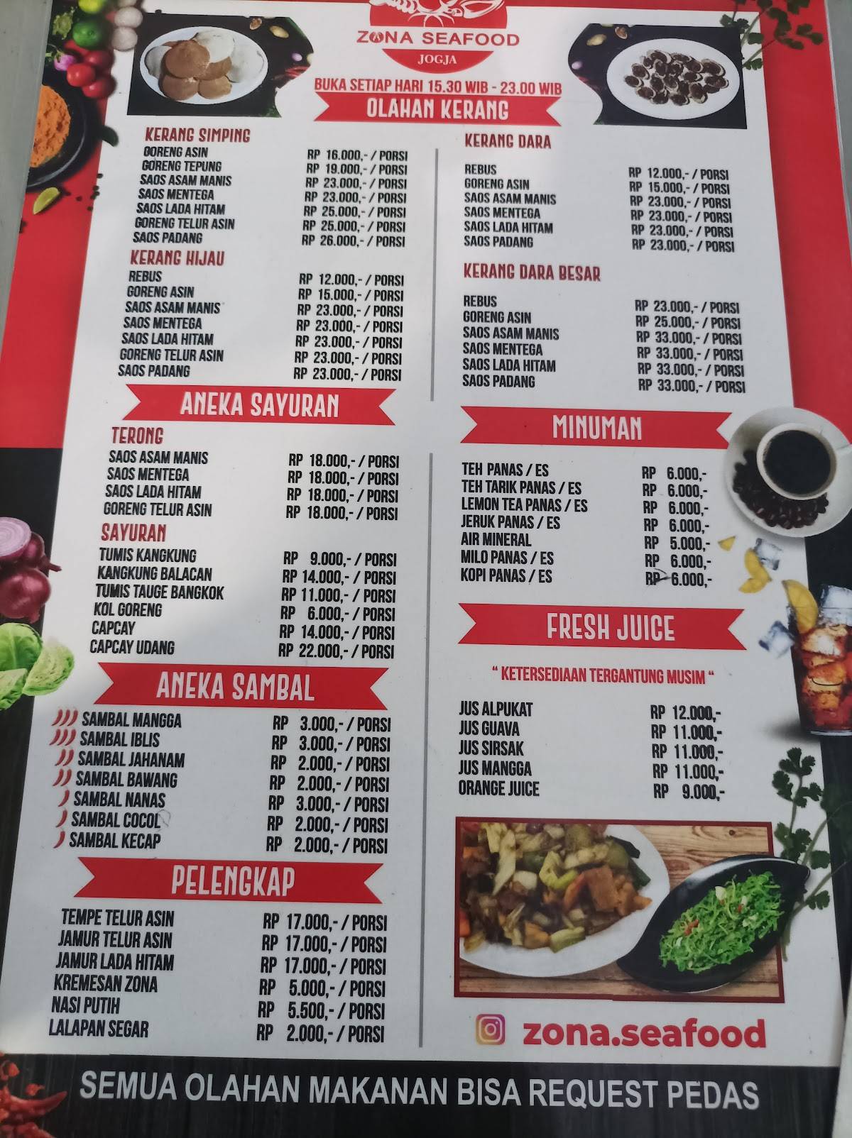 Menu at Zona Seafood (Gejayan) restaurant, Sendangadi