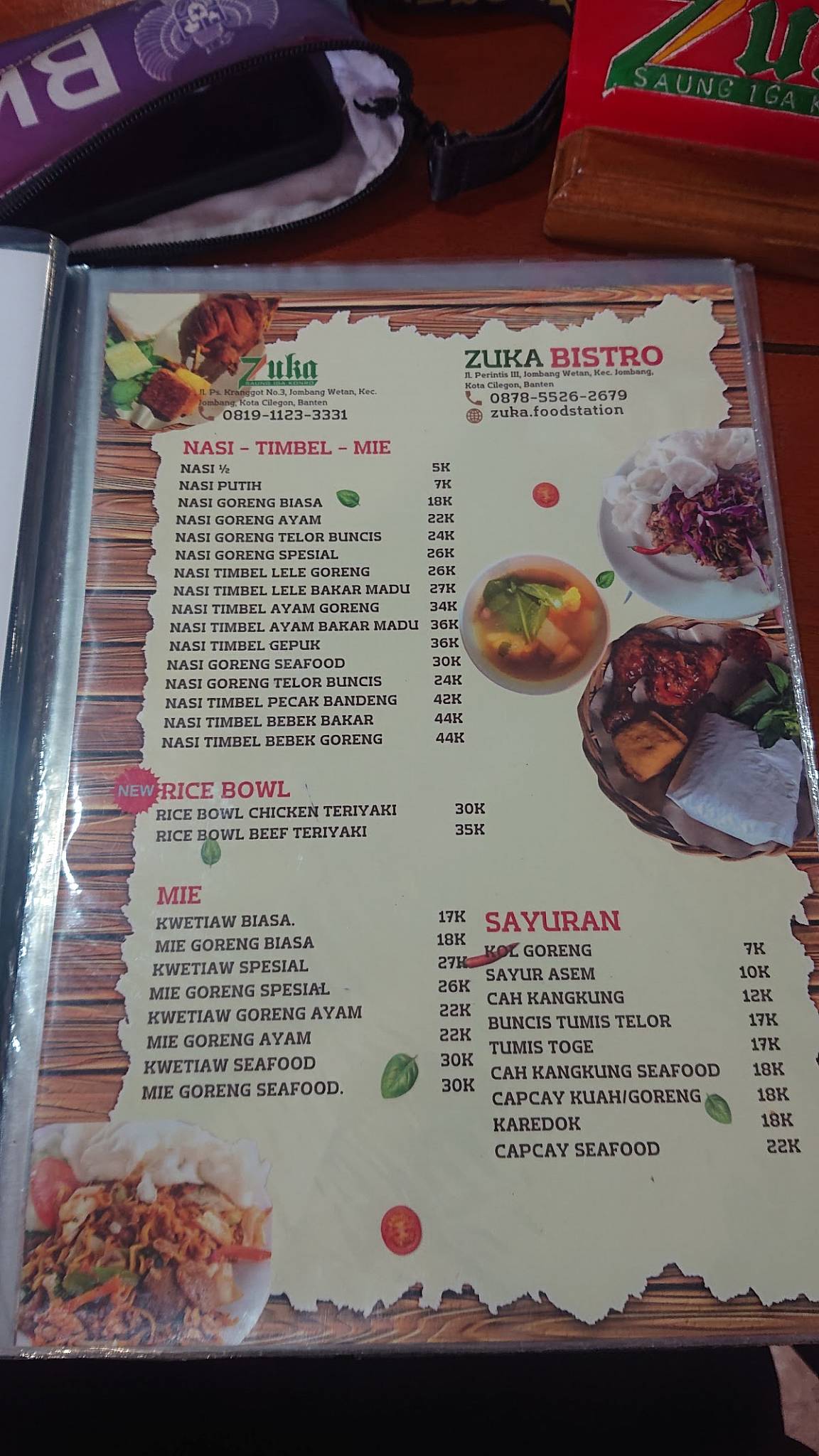 Menu at Zuka Bistro restaurant, Cilegon