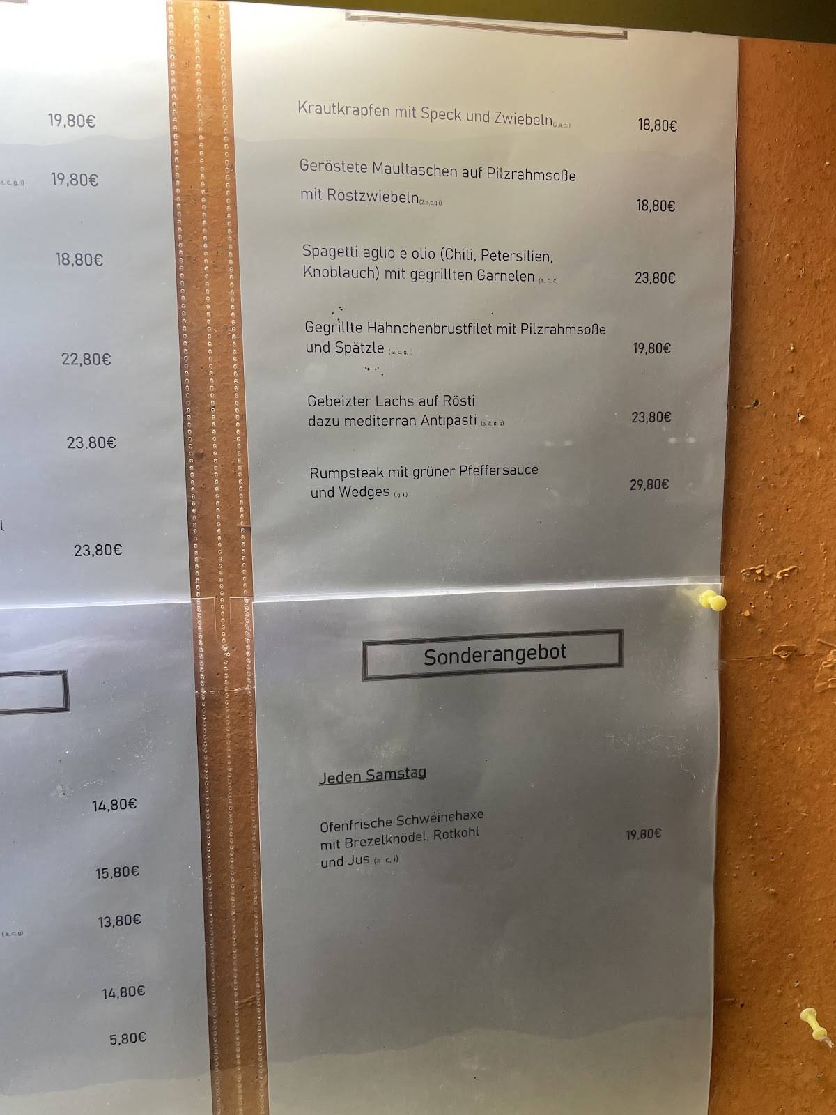Speisekarte von Zur Salzer Stube restaurant, Bad Hindelang