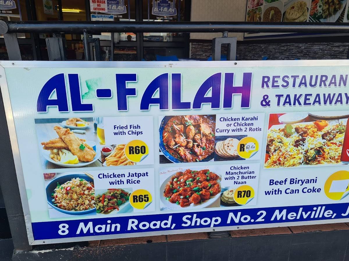 Menu at al-falah restaurant & takeway, Johannesburg, 8 Main Rd