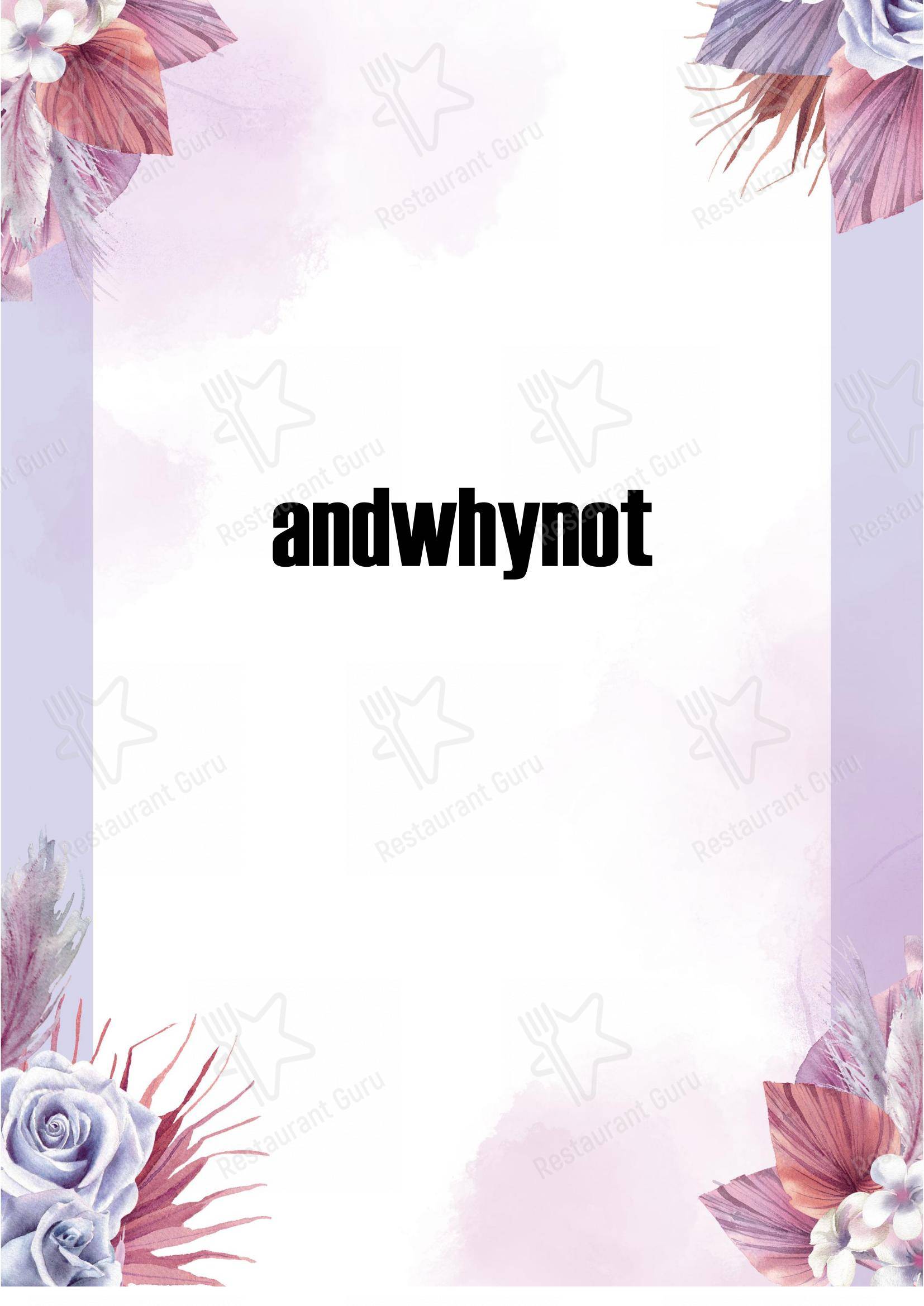 Menu at andwhynot pub & bar, Mansfield