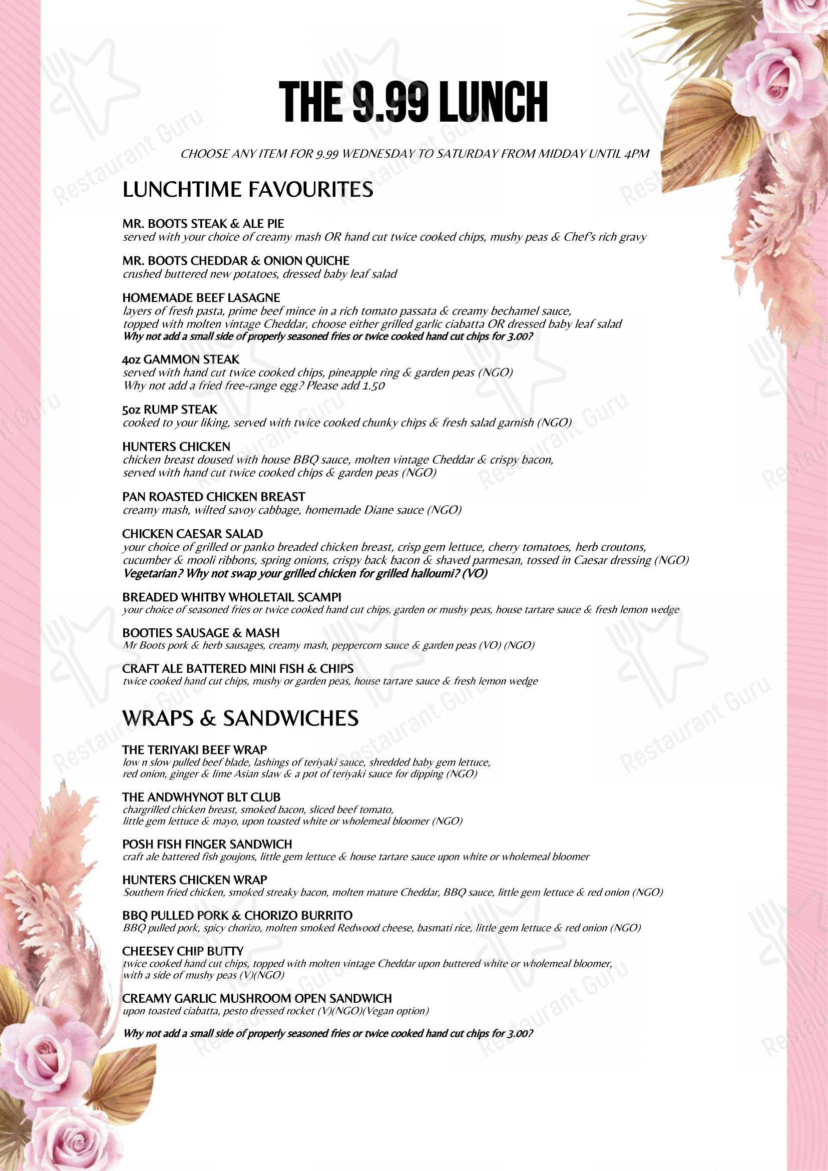 Menu at andwhynot pub & bar, Mansfield