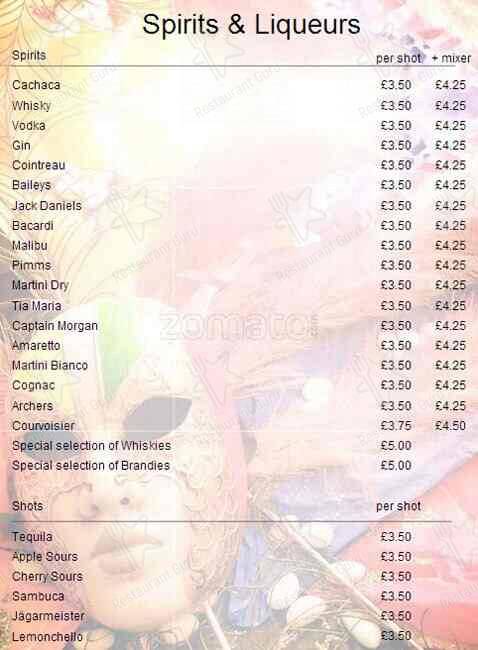 Menu at Braza Churrascaria Rodizio steakhouse, Romford