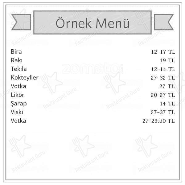 Menu at Moonlight Bar, Bodrum, Dr. Alim Bey Cd.