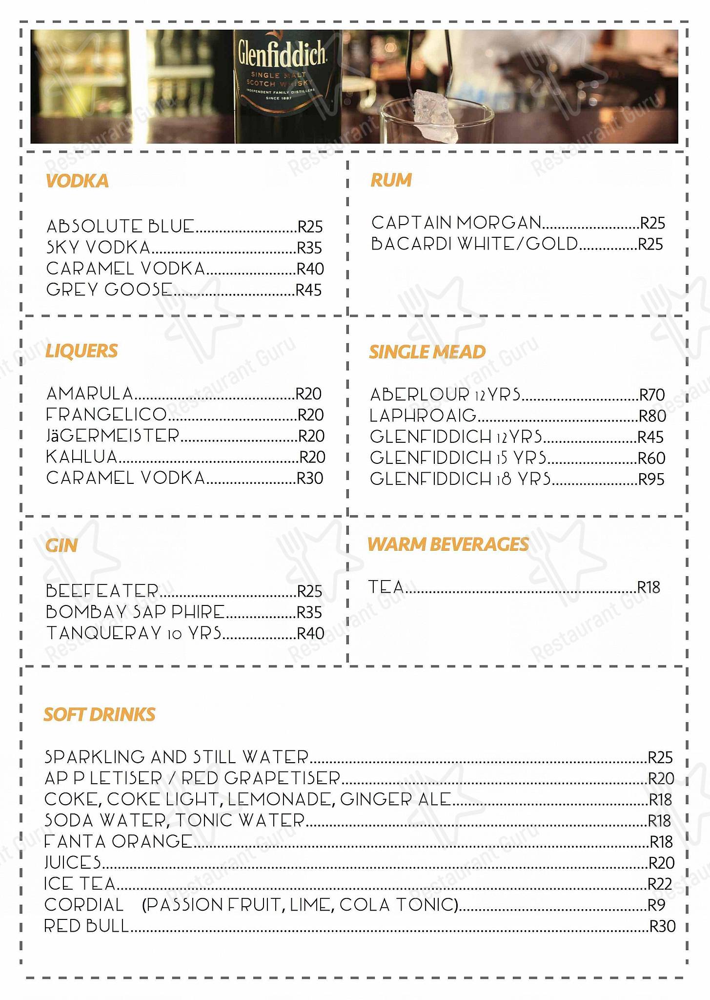Menu at Noble on Long restaurant, Cape Town