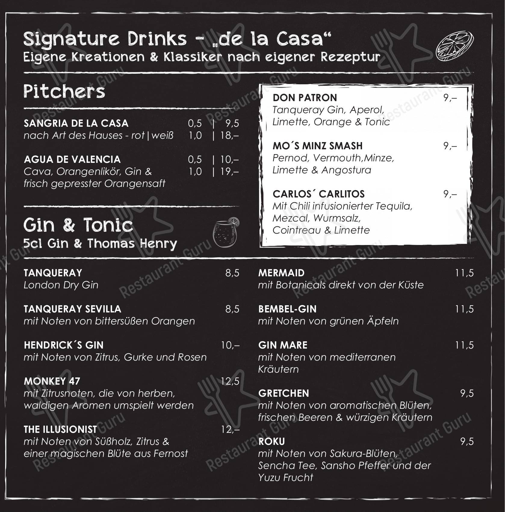 Speisekarte von CASA del MUNDO restaurant, Darmstadt