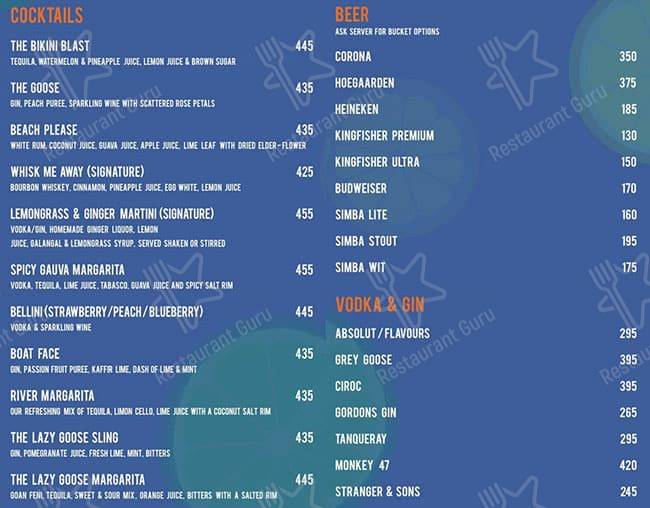 Menu at The Lazy Goose, Nerul