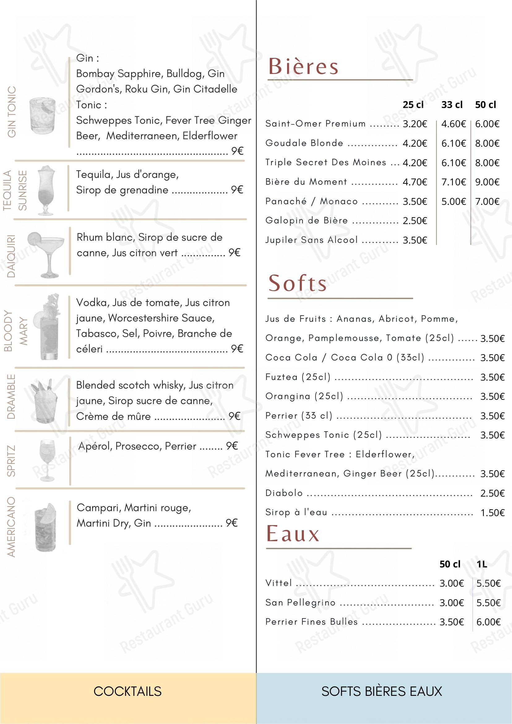 Menu au Le Sémaphore restaurant, Rang-du-Fliers