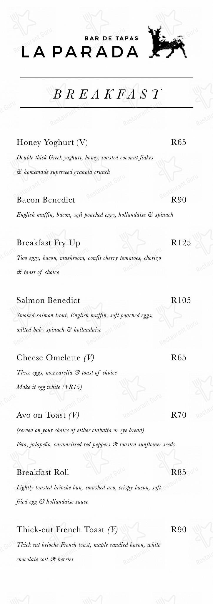 Menu at La Parada Waterfall Corner restaurant, Midrand, Cnr Waterfall ...