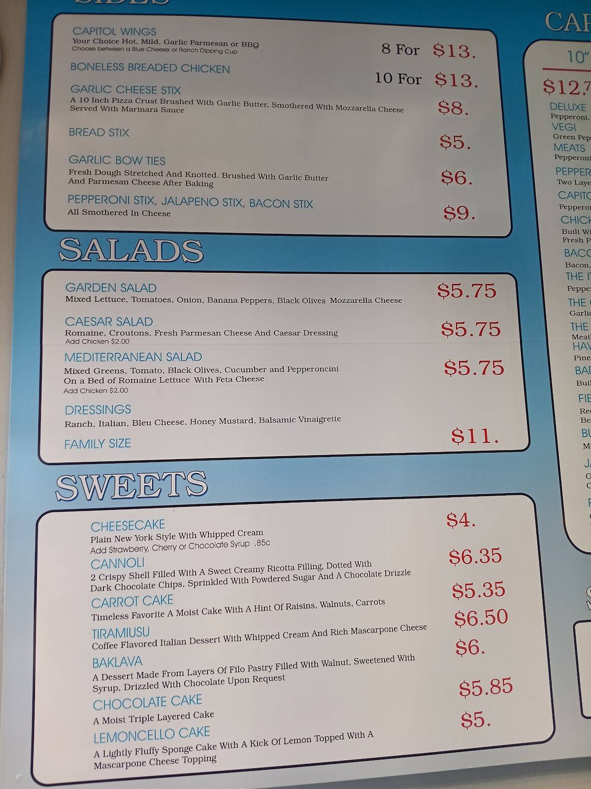 Menu at Capitol Pizza - Thornton pizzeria, Thornton, 805 W 88th Ave