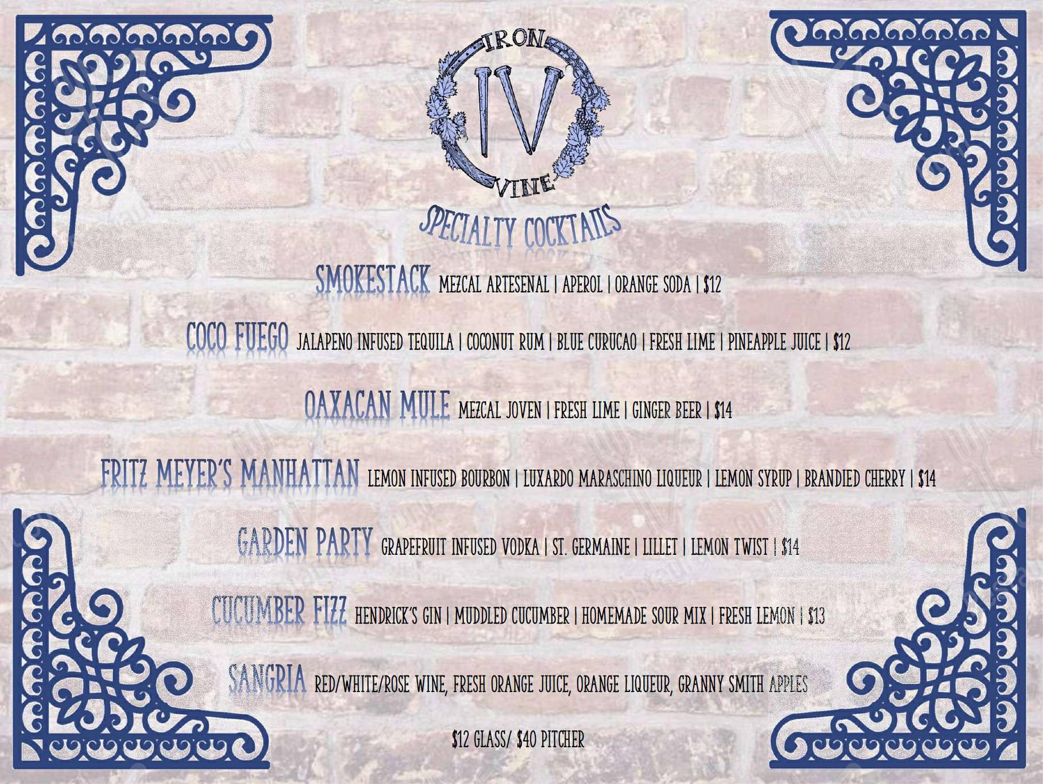 Menu at Iron Vine Tapas Bar And Restaurant, Peekskill