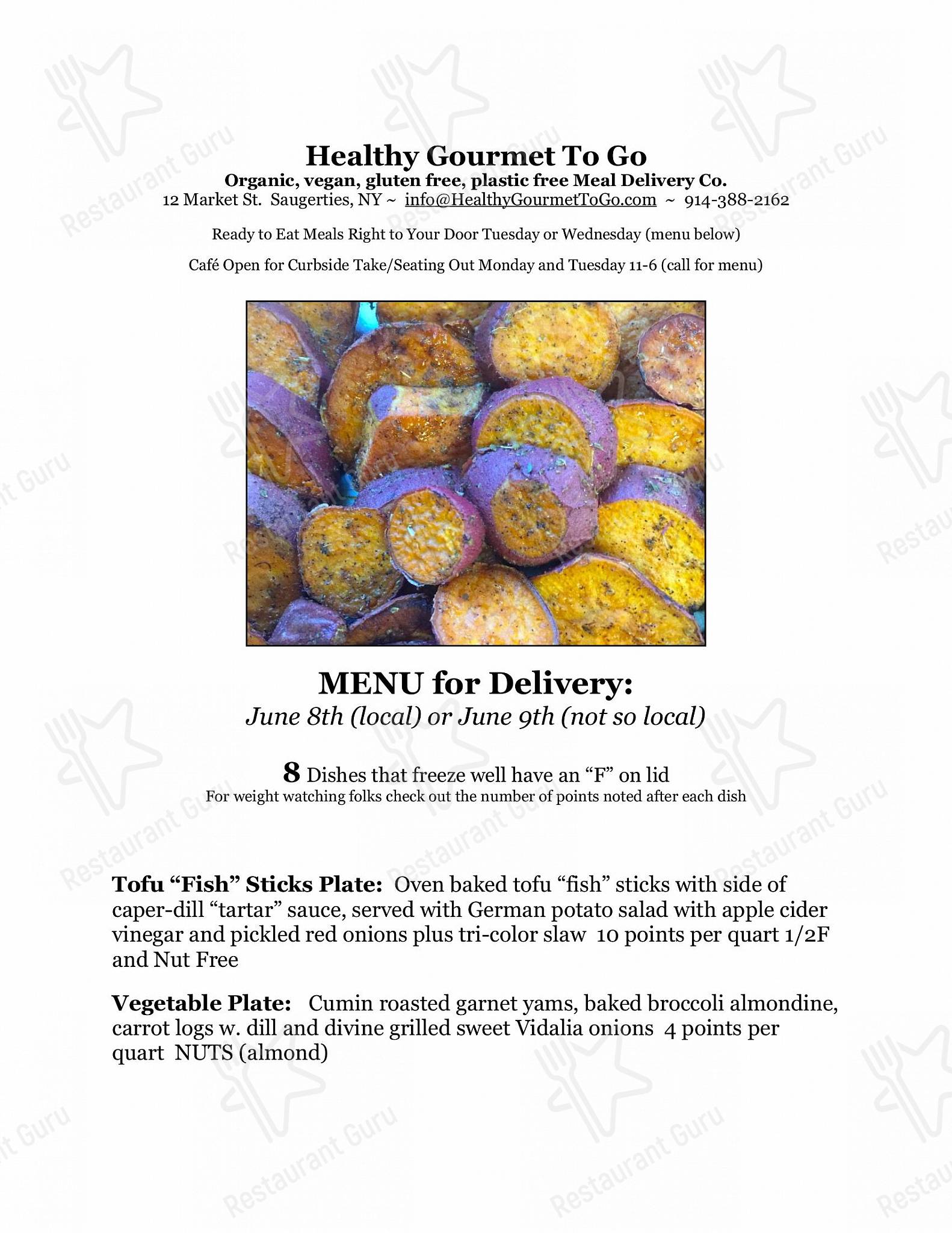 Menu at Healthy Gourmet To Go restaurant, Saugerties